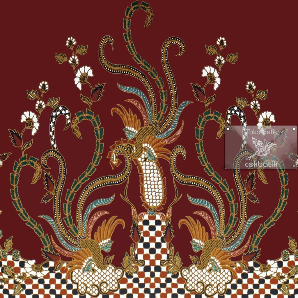 Jual Kain Batik Motif Unik Burung dan Bunga Manis (Merah Marun ...