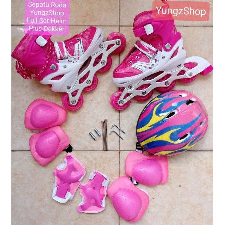 Jual Sepatu Roda Full Set Skate Inline Roda Bajaj Anak Anak Helm Dekker ...