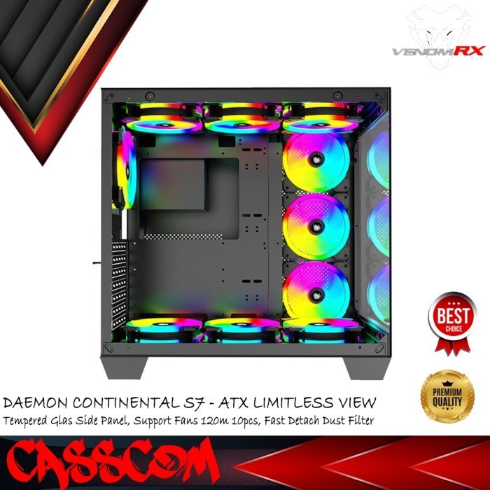 Jual CASING VENOMRX DAEMON CONTINENTAL S7 - E-ATX GAMING CASE - BLACK ...