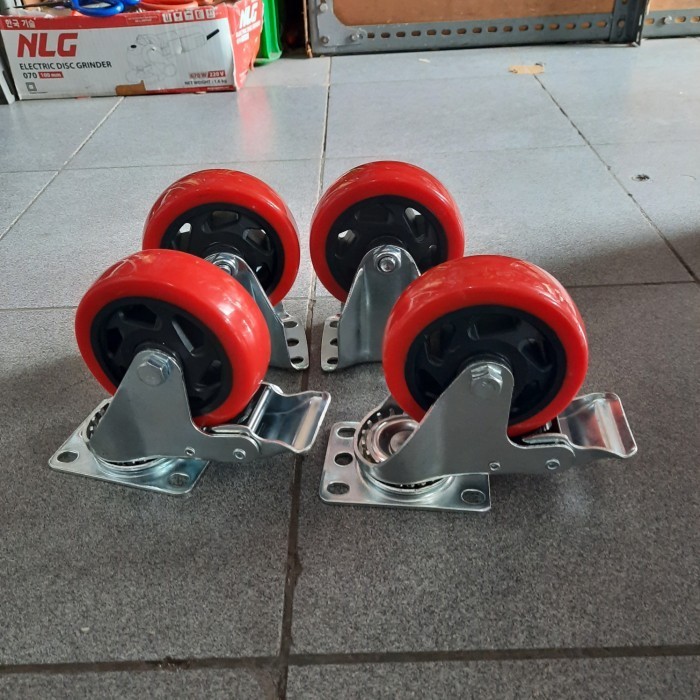 Jual RODA TROLI TROLLEY 4 INCH RODA ETALASE RODA KARET REM ( 2 REM 2 ...