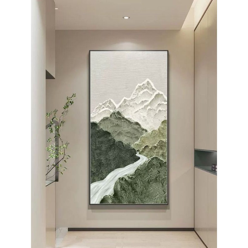 Jual Hiasan Dinding Aesthetic Lukisan Abstrak Gunung Hijau Texture ...