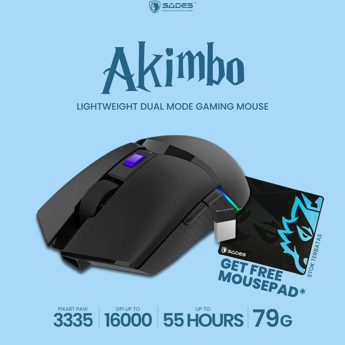 Jual Mouse Gaming RGB Sades Akimbo Dual Mode Lightweight ...