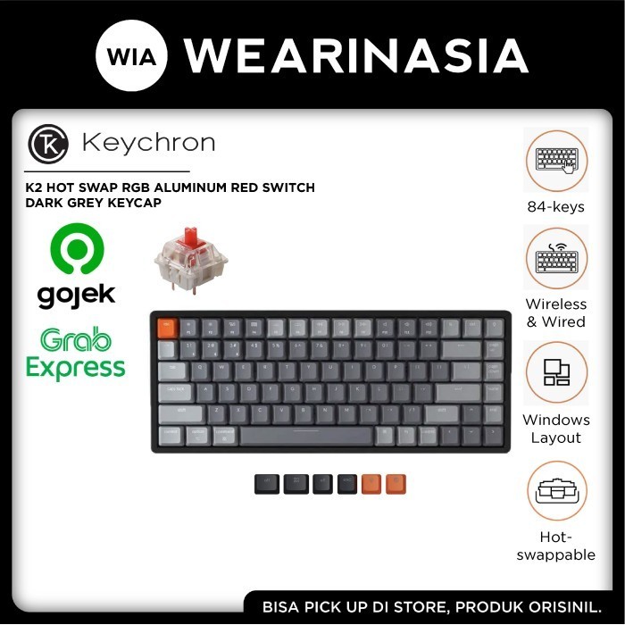Jual Keychron K2 Dark Grey Keycaps V2 Hot-Swappable Rgb Aluminum ...