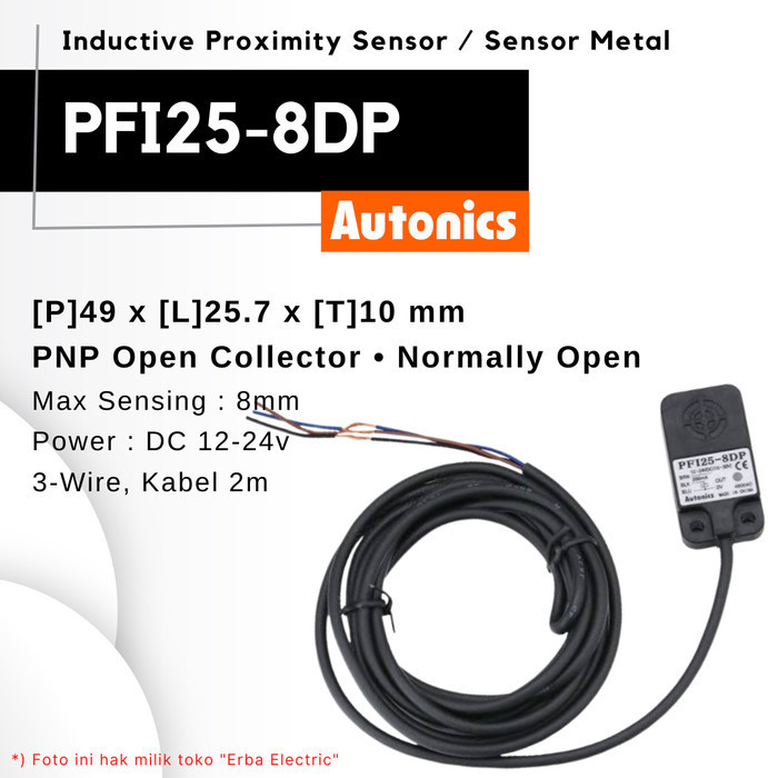 Jual Autonics Pfi25-8Dp Flat Induktif Proximity Sensor Metal Besi Dc ...
