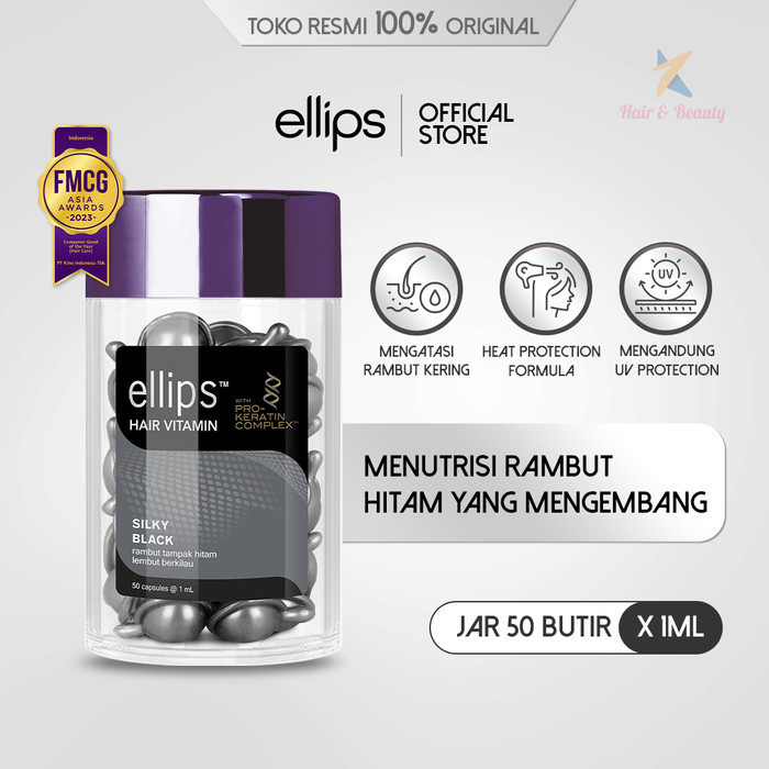 Jual Ellips Hair Vitamin Pro Keratin Silky Black Jar 50 Butir | Shopee ...
