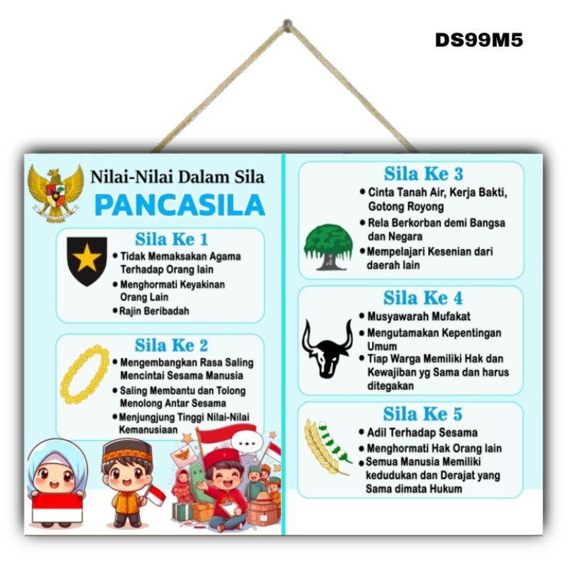 Jual Hiasan dinding NILAI NILAI DALAM PANCASILA Ukuran JUMBO 40x30 cm gantungan pajangan dinding ...