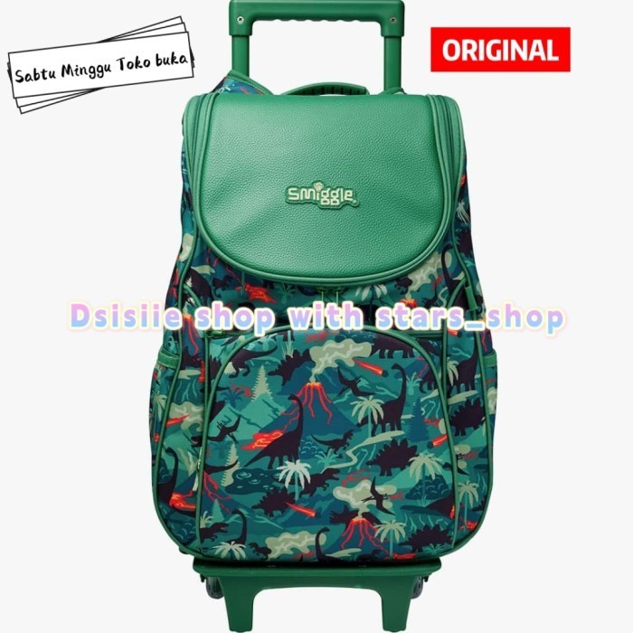 Jual Baru!!! Smiggle Dinosaurs Vivid Acces Trolley Backpack Green Original | Shopee Indonesia