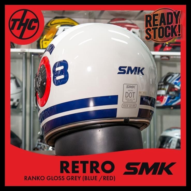 Jual terbaru !!! helm smk retro ranko grey blue red vintage full face ...