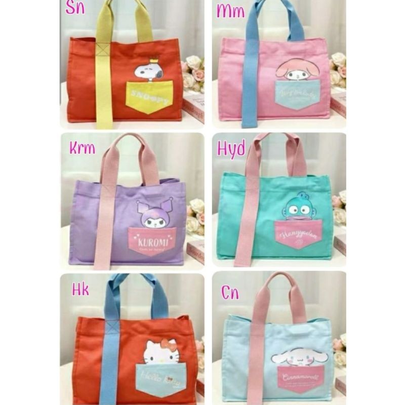 Jual CL Tas tenteng lunch bag saku depan Kuromi Cinnamoroll Melody ...