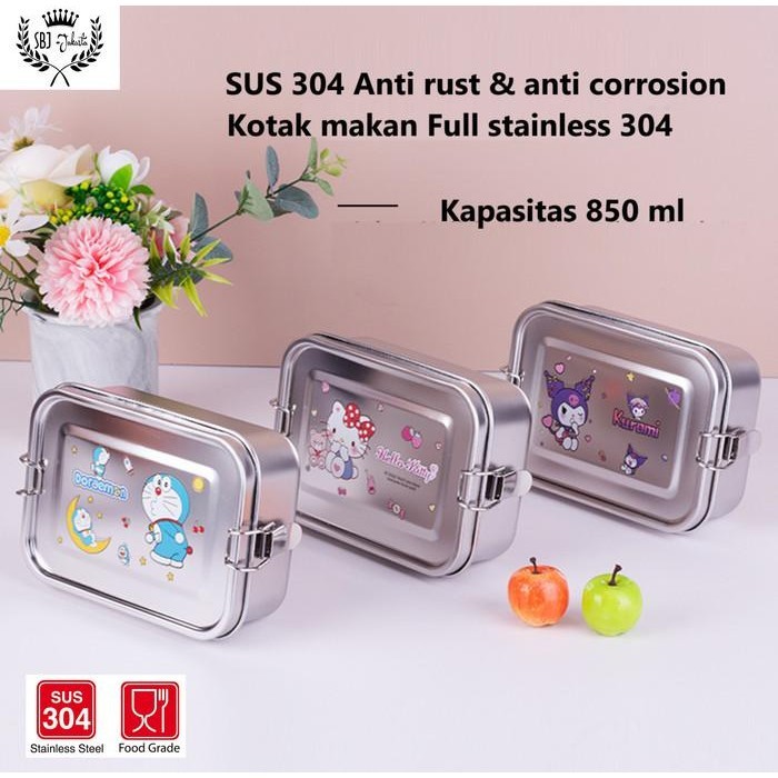 Jual Kotak Makan Full Stainless Sus 304 Lunch Box Tempat Makan Kuromi 850Ml | Shopee Indonesia