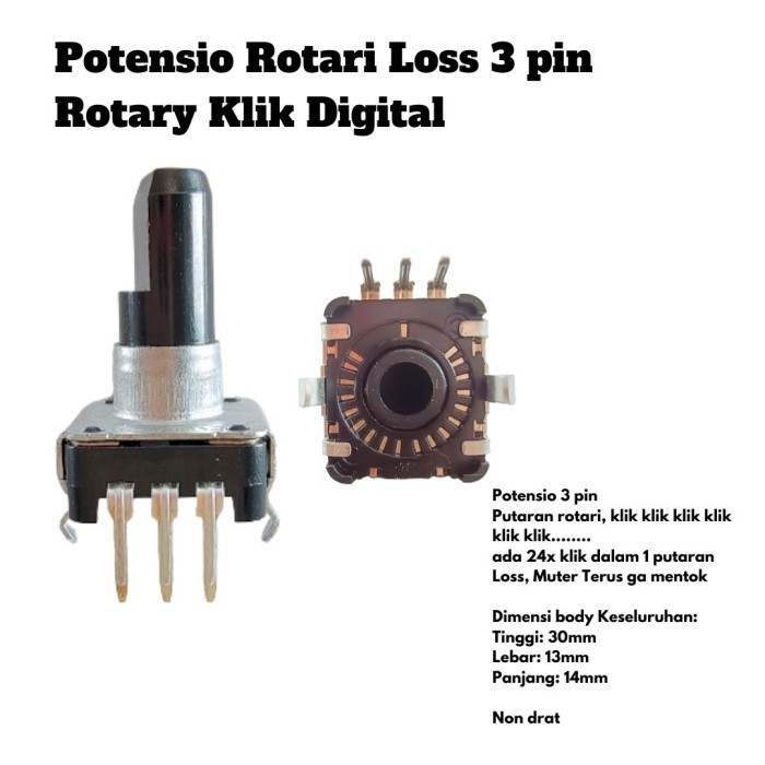 Jual Potensio Rotari Loss 3 Pin Rotary Klik Digital Kaki3 Tekukputar ...