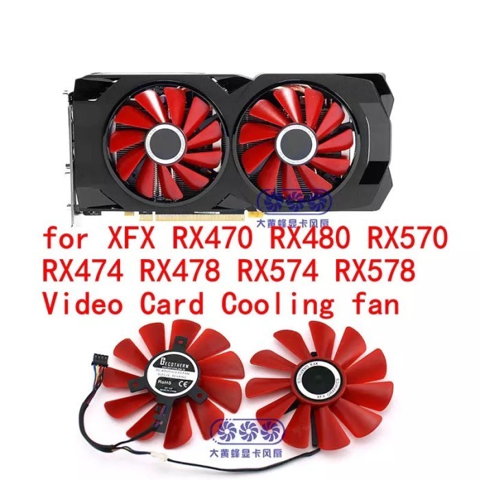 Jual Best Fan Kipas Vga Xfx Dual Fan 85Mm 4Pin Merah Rx 570 580 ...