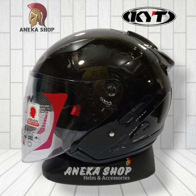 Jual HELM KYT GALAXY FLAT R SOLID BLACK GLOSSY | DOUBLE VISOR | HELM SNI | Shopee Indonesia