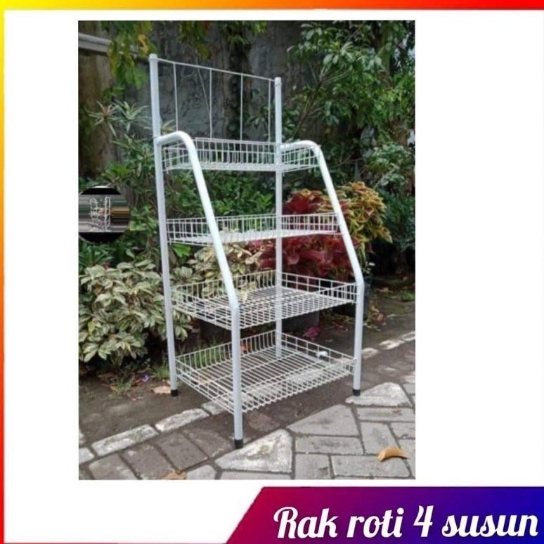 Jual amn- rak roti dengan roda , rak serbaguna , rak roti chiki 4 susun ...