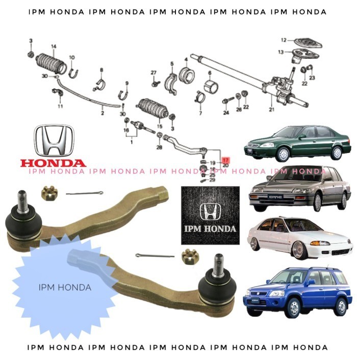 Jual Tie Rod End SET Honda Civic Grand Genio Estillo Ferio CRV GEN 1 ...