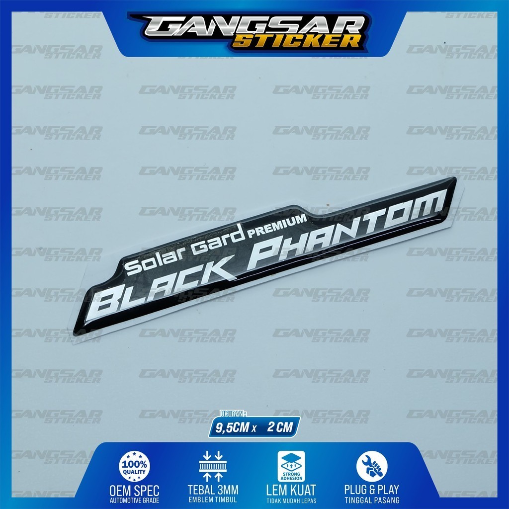 Jual Emblem Timbul solar gard black phantom / Stiker logo solar gard ...