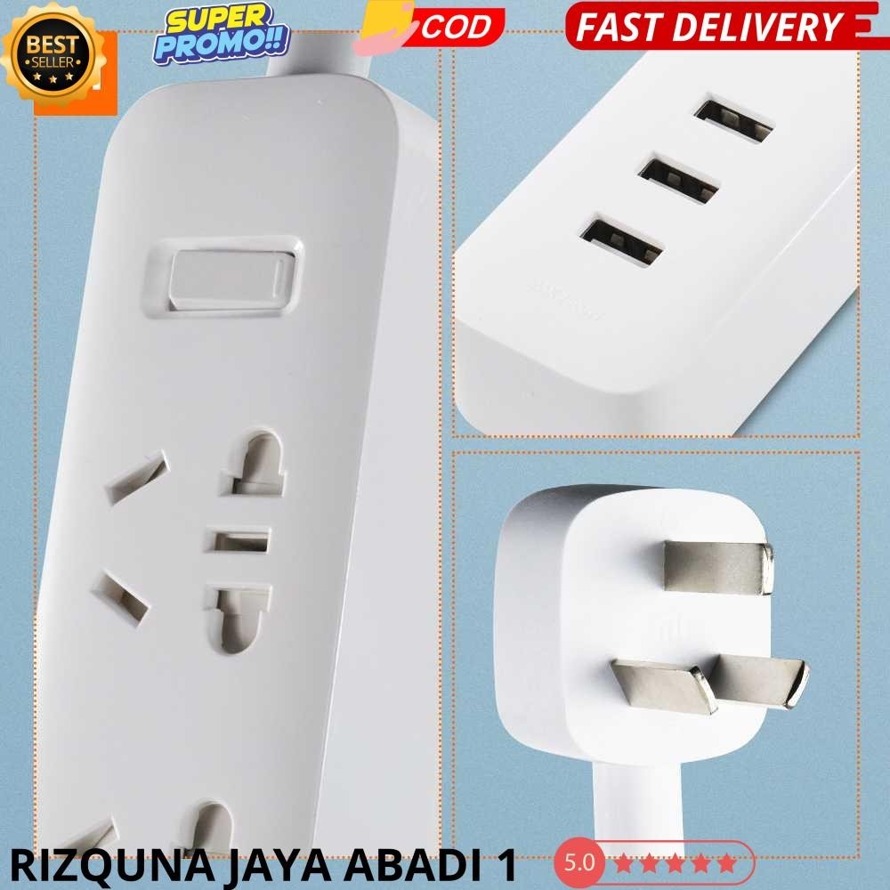 Jual Xiaomi Mi Power Strip 3 Plug dengan 3 USB Port 2A - XMCXB01QM ...