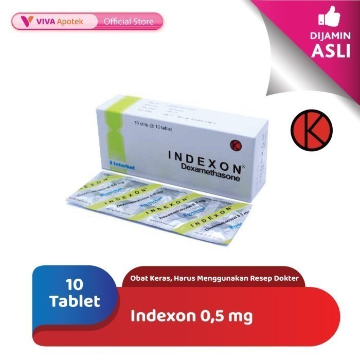 Jual Indexon 0,5 mg / Dexamethasone / Radang / Alergi (10 Tablet ...