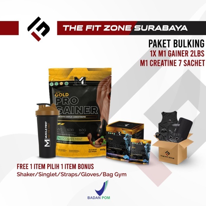 Jual PAKET BULKING Muscle First Pro Gainer 2 Lbs + M1 Creatine 7 Sachet ...