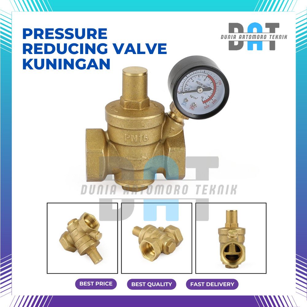 Jual 1/2" Pressure Reducing Valve PRV Regulator Water Kuningan 1/2 Inch ...