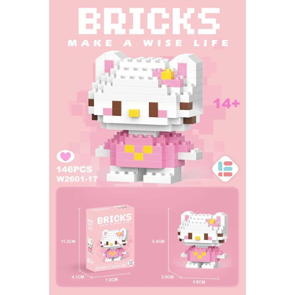Jual BRICKS Mainan Balok Susun Karakter Hello Kitty LEGO Figure 146PCS ...