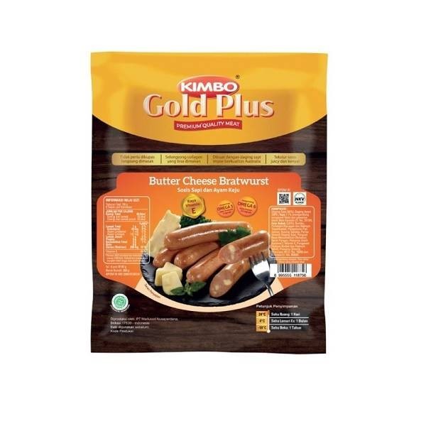 Jual KIMBO BEEF GOLDPLUS BRATWURST BUTTER CHEESE 360GR | Shopee Indonesia