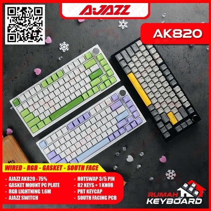 Jual Mechanical Keyboard - Ajazz Ak820 Gts Rgb - 75% - Wired - Gasket Mount | Shopee Indonesia