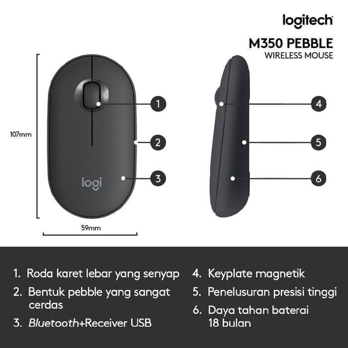 Jual Mouse Logitech M350 Pebble Wireless Bluetooth | Shopee Indonesia
