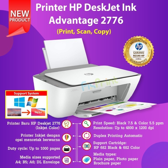 Jual Printer Hp Deskjet Ink Advantage 2776 Wifi Print Scan Copy All-In-One | Shopee Indonesia