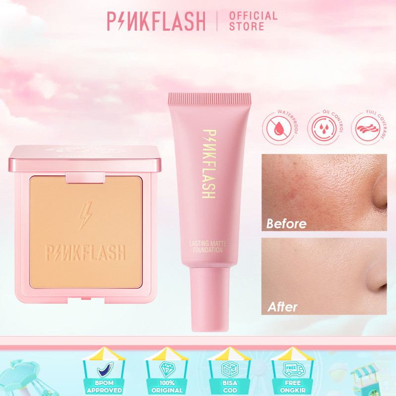 Jual PINKFLASH Face Makeup Set Mattifying Flawless Two Way Cake Powder ...