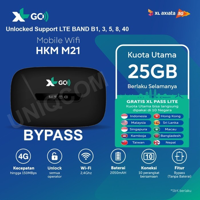Jual Modem Wifi 4G Xl Go Hkm M21 M22 Free Xl Izi 25Gb Unlocked Resmi ...