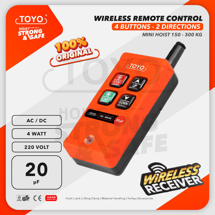 Jual Wireless Remote Control Mini Hoist 220V 4 Button 2 Direction 20f ...