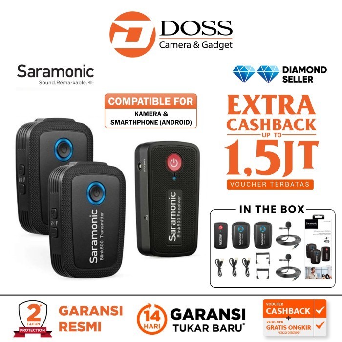 Jual Saramonic Blink 500 B2 Tx+Tx+Rx Wireless Omni Lavarier Mic ...