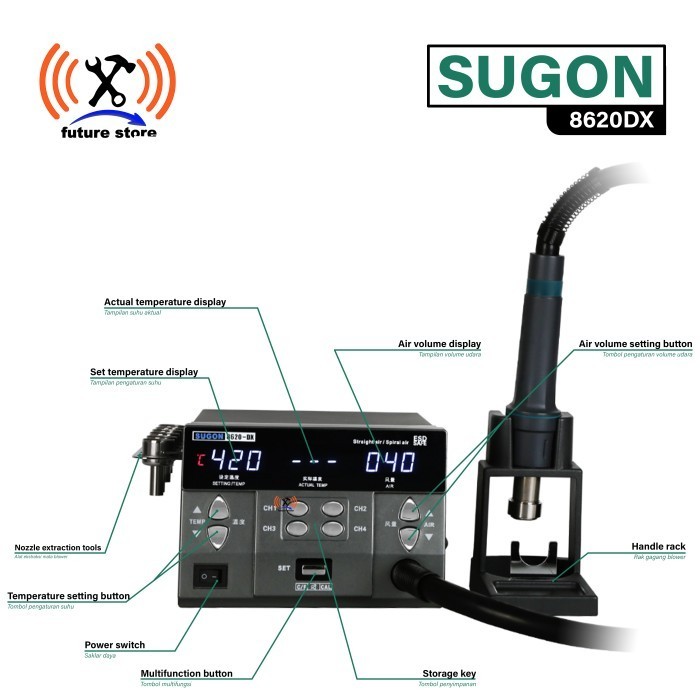 Jual Sugon 8620Dx Blower - Solder Uap - Hot Air Gun - Brushless Fan Ori ...
