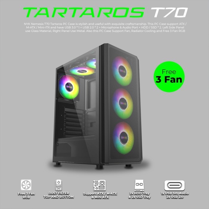 Jual Pc Case Nyk Nemesis Tartaros T70 | Shopee Indonesia
