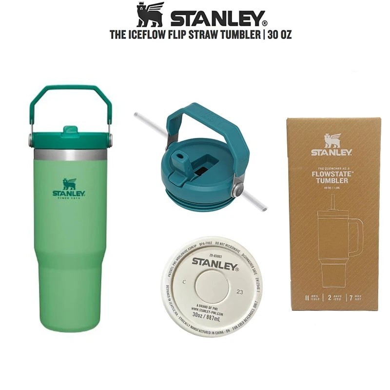 Jual JJ Stanley 30oz/887ml Tumbler With Handle Leopard Tumbler With Straw Lids Stainless Steel ...