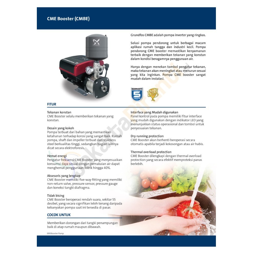 Jual Mesin Pompa Dorong Booster Pump Grundfos Cmbe 3-62 Inverter ...