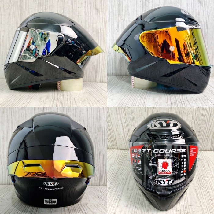 Jual Helm Kyt Tt Course Solid Bla Glossy Paket Ganteng/Helmets Full ...