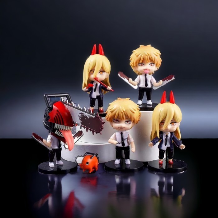 Jual Mainan Patung Chainsaw Man Chain Saw Statue Figure Mini (1 Set Isi ...