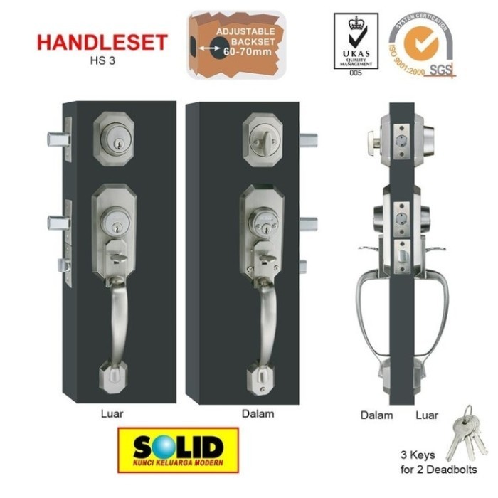 Jual Handle Pintu Solid Handleset Pintu 1 Hs3 Sn | Shopee Indonesia
