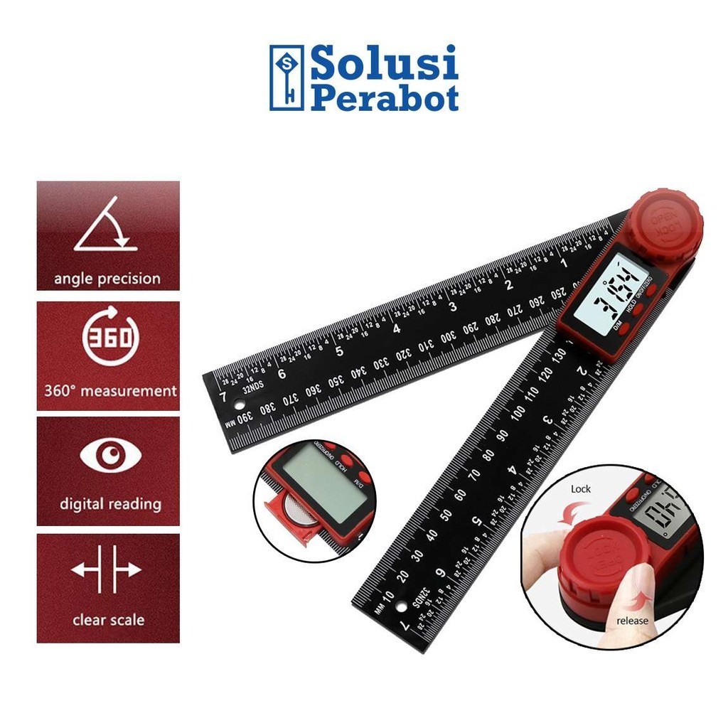 Jual Pengukur Sudut Digital 2 in 1 SP / Siku Derajat Waterpass Inclinometer Elektronik ...