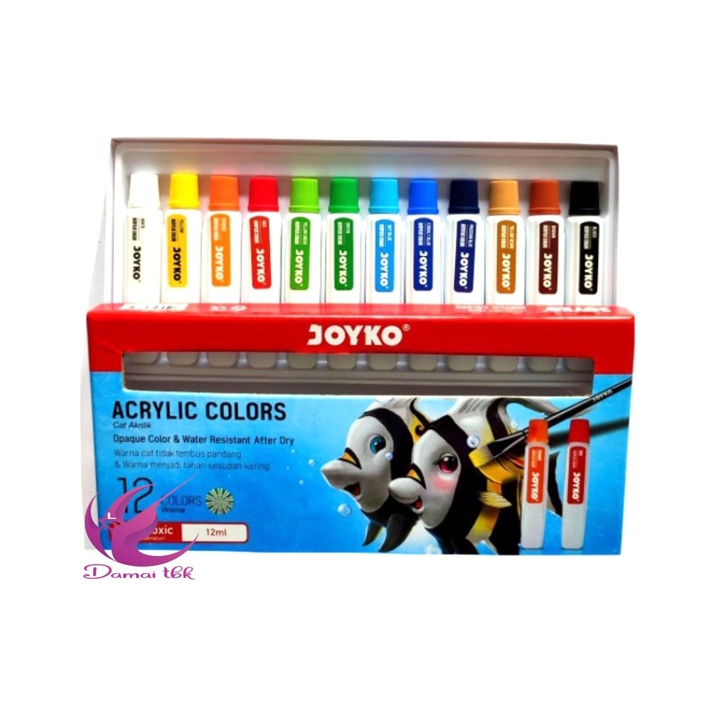 Jual Cat Akrilik 12 Warna Tube Joyko Acrylic Colors 12 Ml | Shopee ...