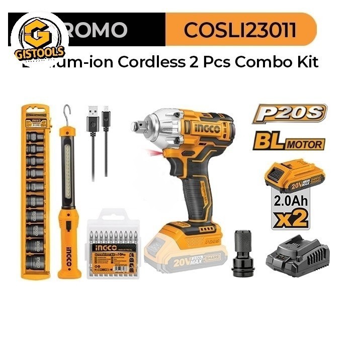 Jual P20S LITHIUM-ION CORDLESS 2 PCS COMBO KIT INGCO COSLI23011 IMPACT ...