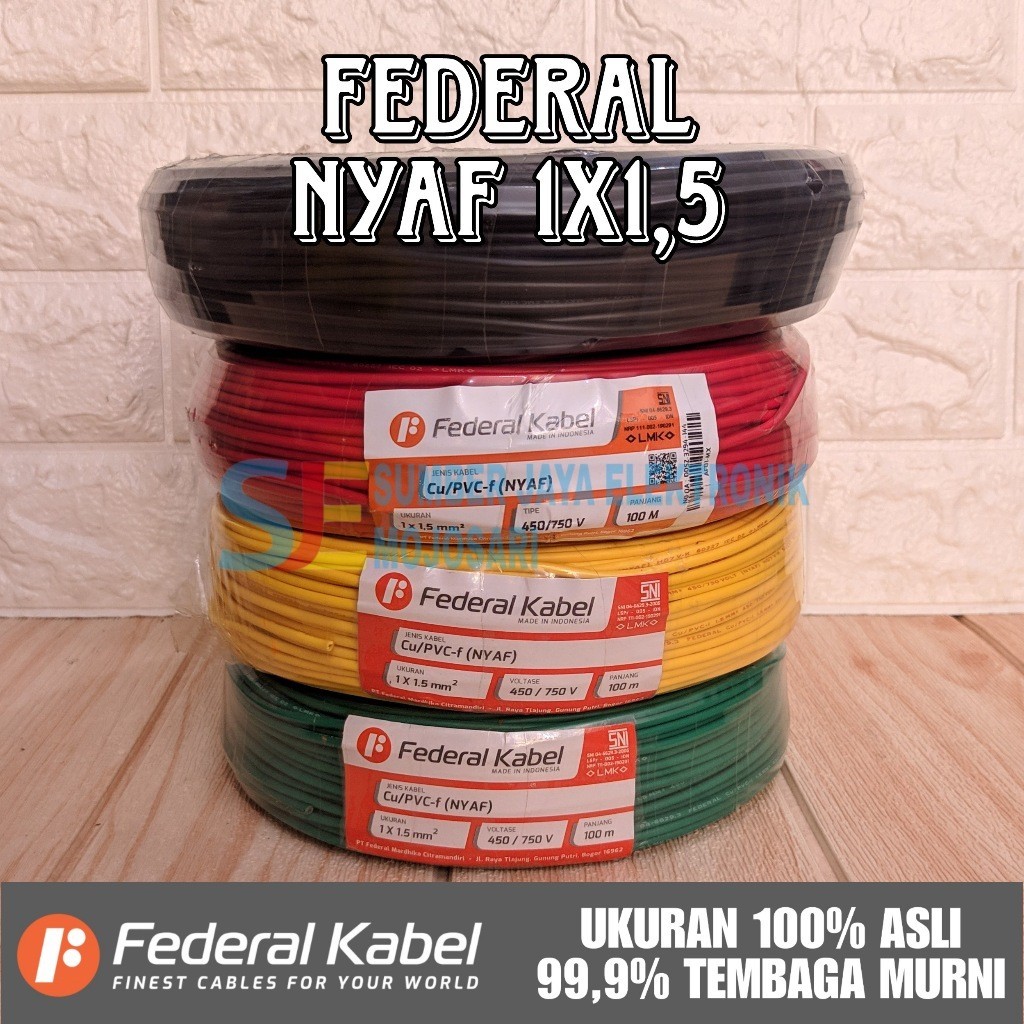 Jual kabel serabut federal NYAF 1,5 - kabel listrik - kabel meteran | Shopee Indonesia