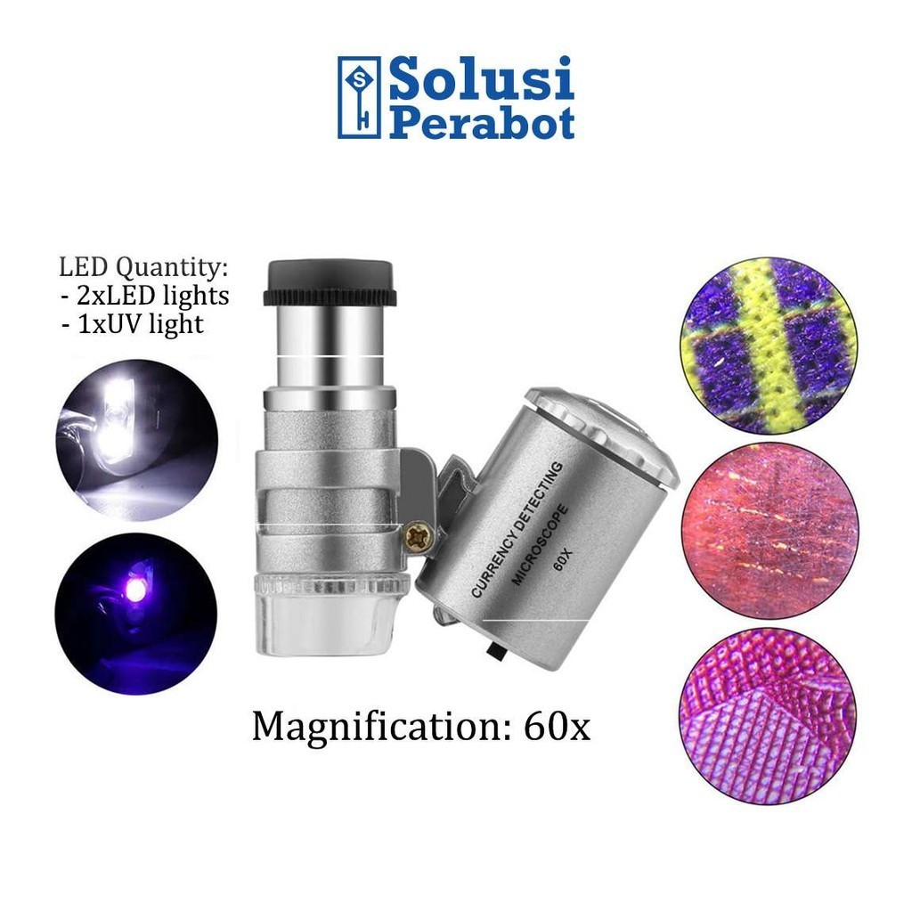 Jual Mikroskop Saku Mini 60x AB68 SP / Microscope Portable LED Currency ...