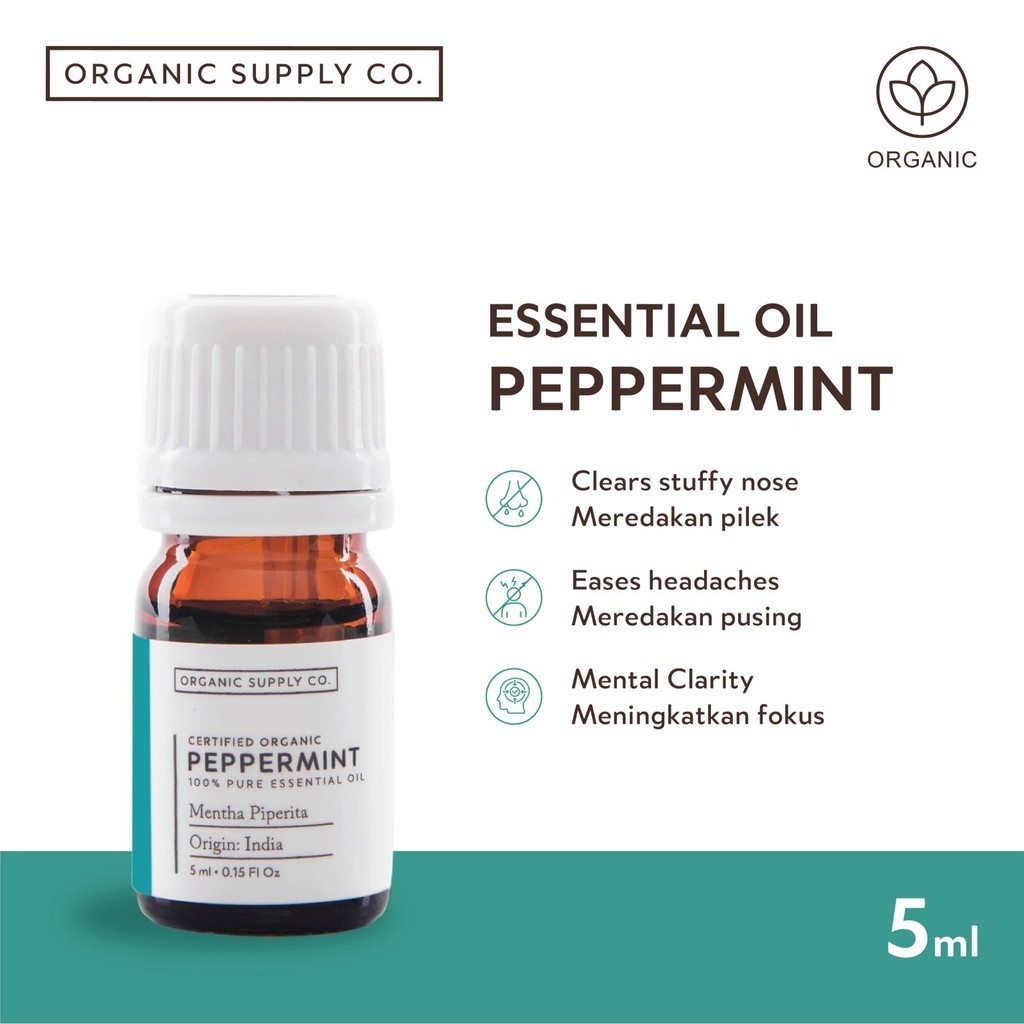 Jual Organic Supply Co. Peppermint Essential Oil - Fokus & Energi ...