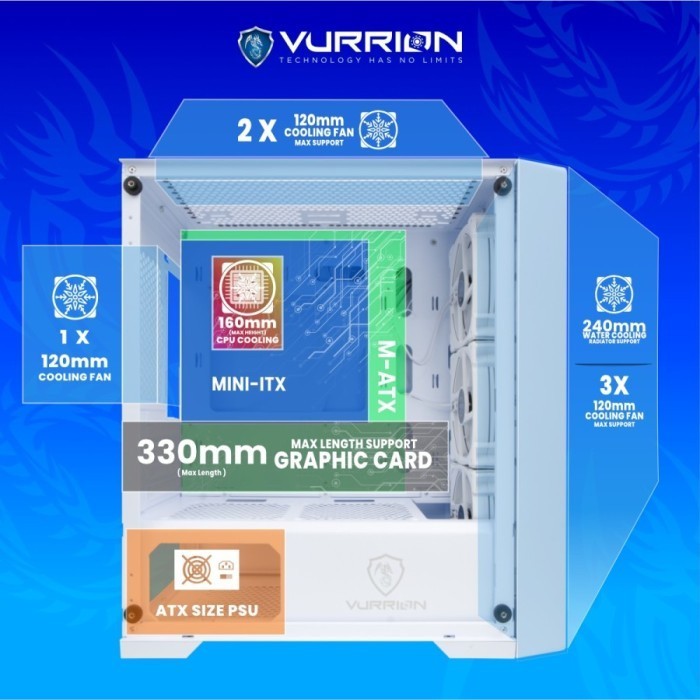 Jual Vurrion Ravka M-Atx, Tempered Glass + 3 Fan Casing | Shopee Indonesia