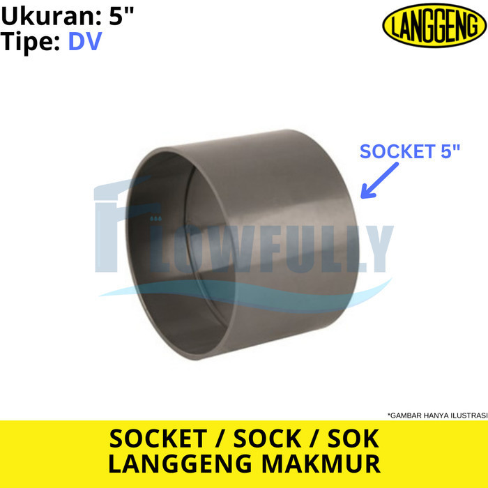 Jual SOCKET DV 5 INCH LANGGENG SAMBUNGAN PIPA PVC LURUS POLOS SOK SOCK ...