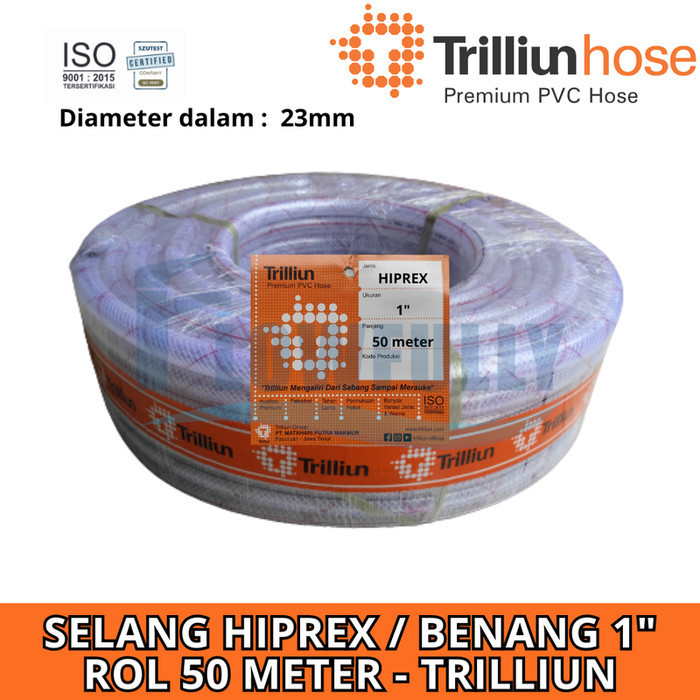 Jual SELANG AIR BENANG 1" TRILLIUN ROLL 50 METER HIPREX PVC TRANSPARAN | Shopee Indonesia
