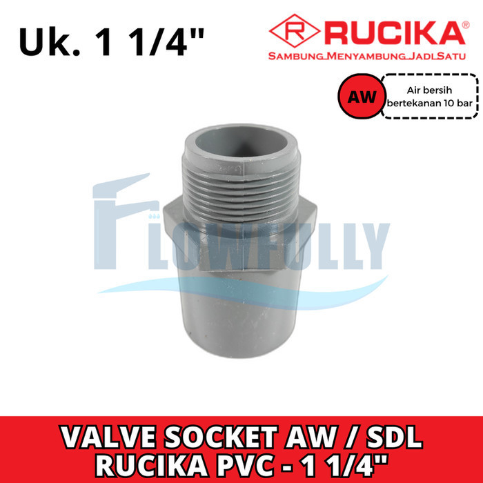 Jual VALVE SOCKET AW 1 1/4 inch RUCIKA SOK DRAT LUAR TS TEBAL PVC ...